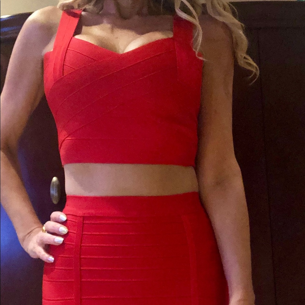 Bandage Skirt And Matching Crop Top - Gem